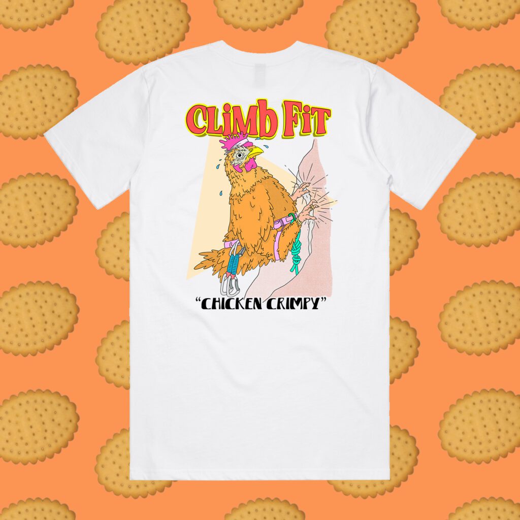 Chicken Crimpy Tee in White - Climb Fit